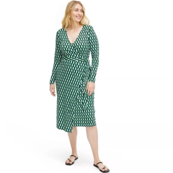 Diane Von Furstenberg | Dresses | Dvf For Target Geo Green Wrap Dress ...
